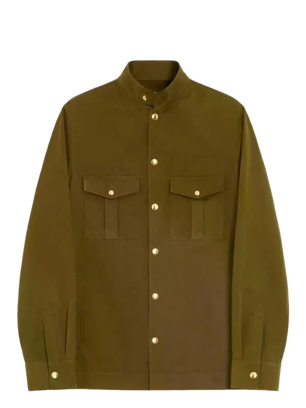 Valentino Garavani Shirt Jacket In Canneté Cotton With Vlogo-embroidery - Green