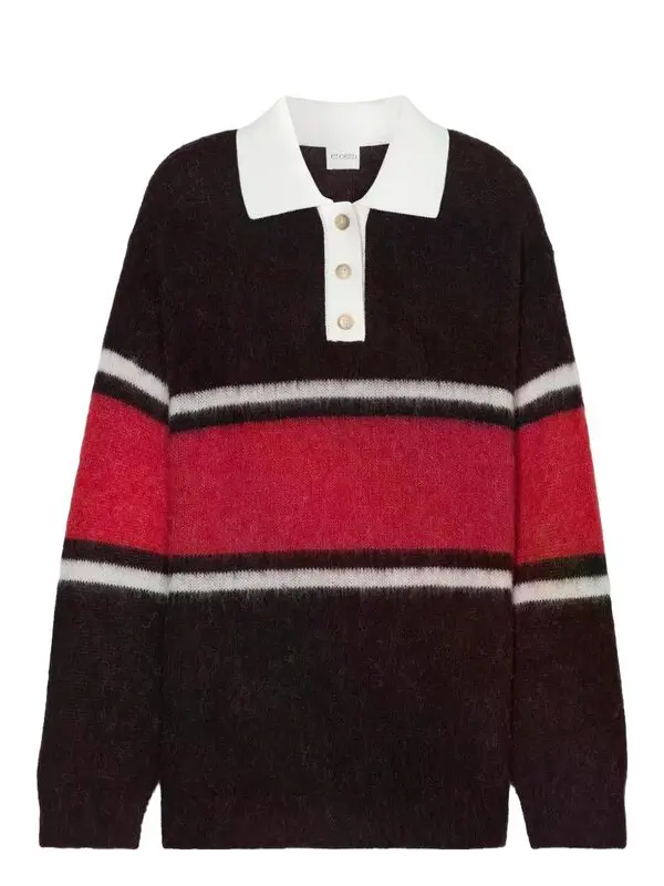 Closed Rugby-stripe Polo Sweater - Brown