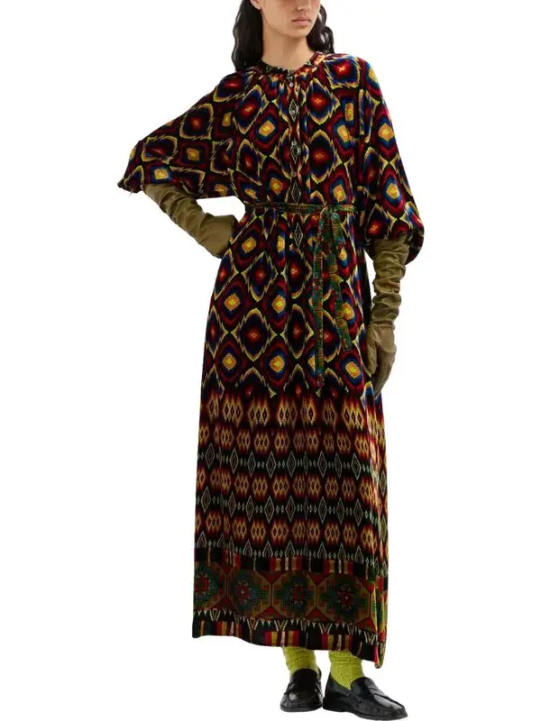 PIERRE-LOUIS MASCIA Geometric-print Maxi Dress - Black