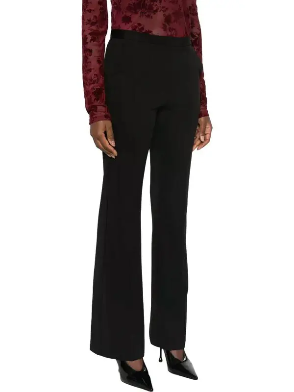 Imperial Satin-trim Flared Trousers - Black
