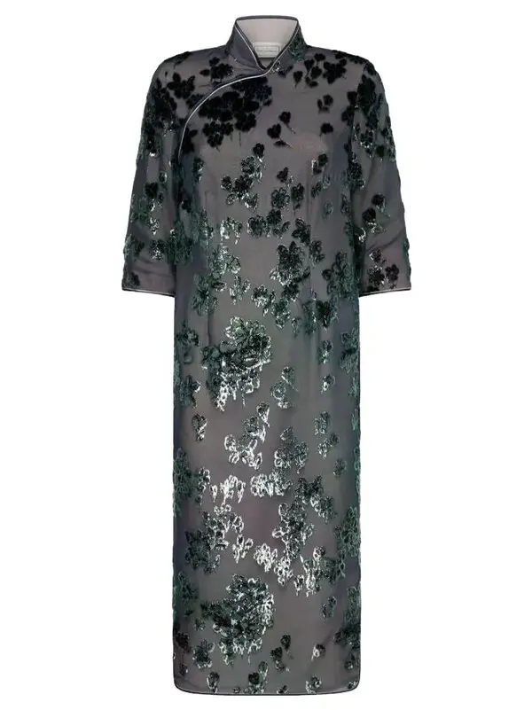 PIERRE-LOUIS MASCIA Floral Detail Midi Dress - Grey