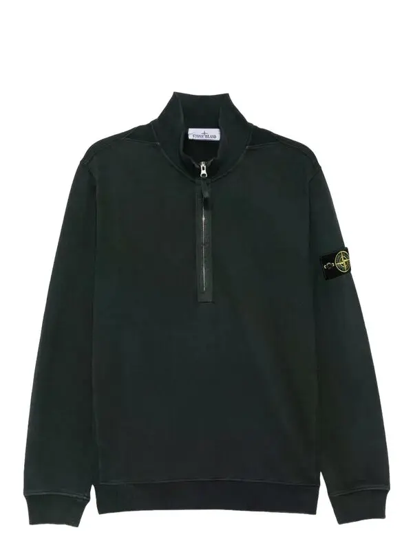 Stone Island Logo-patch Quarter-zip Sweater - Green