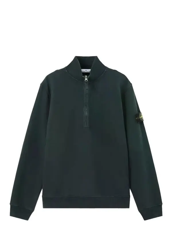 Stone Island Logo-patch Quarter-zip Sweater - Green
