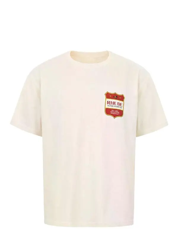 Rhude Logo-print Cotton T-shirt - Neutrals