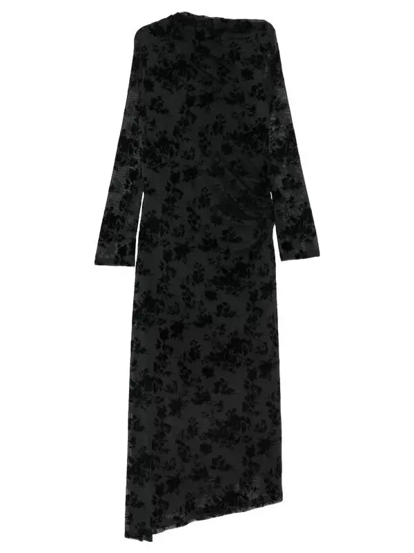 Imperial Floral-print Devoré-effect Midi Dress - Black