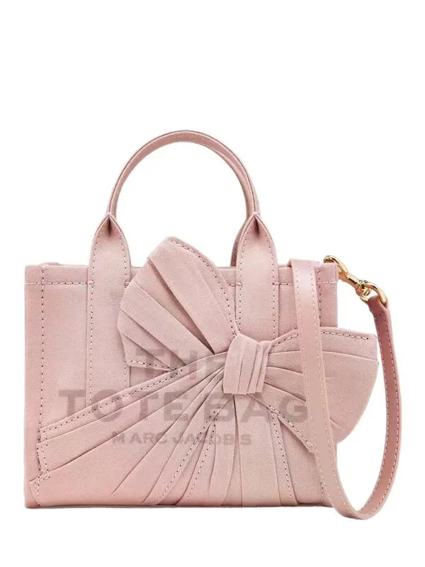 Marc Jacobs Cotton Canvas Crossbody Tote With Oversized Bow - Pink
