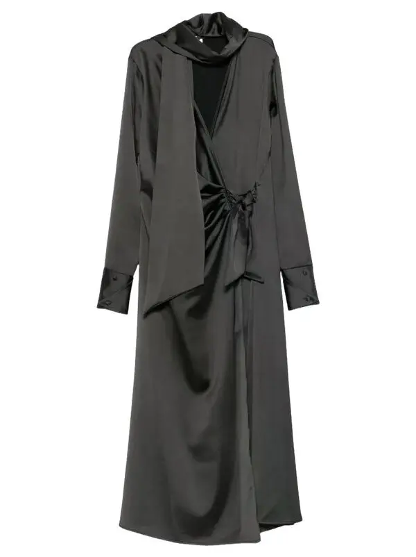 Imperial Satin-finish Wrap Midi Dress - Grey