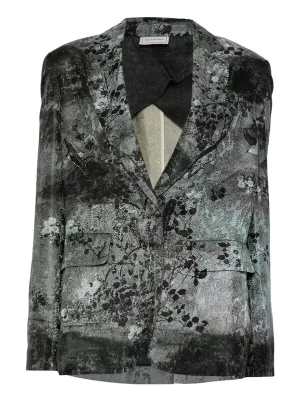 PIERRE-LOUIS MASCIA Floral Print Single Breasted Blazer - Grey