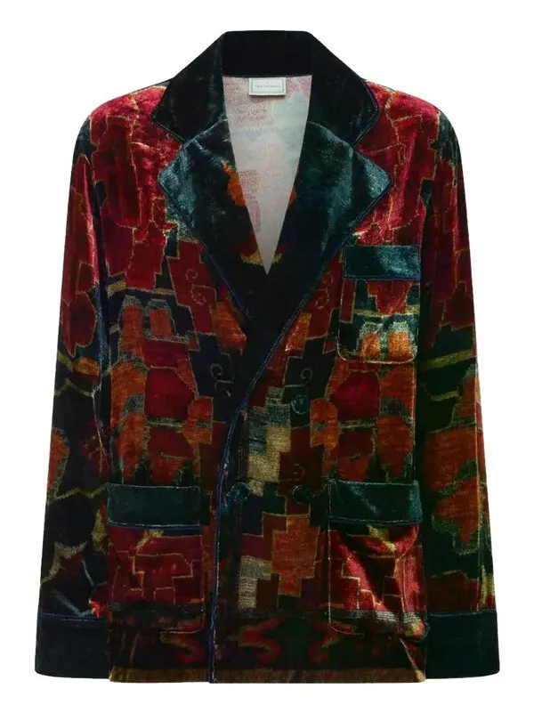 PIERRE-LOUIS MASCIA Kanpur Geometric-print Buttoned Blazer - Red