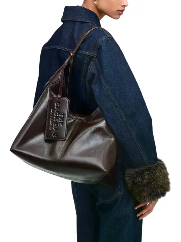 Marc Jacobs Crinkle Leather Belted Sack Bag - Brown