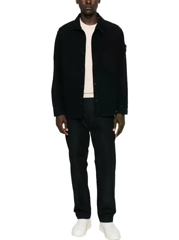 Stone Island Logo-patch Button-up Shirt - Black