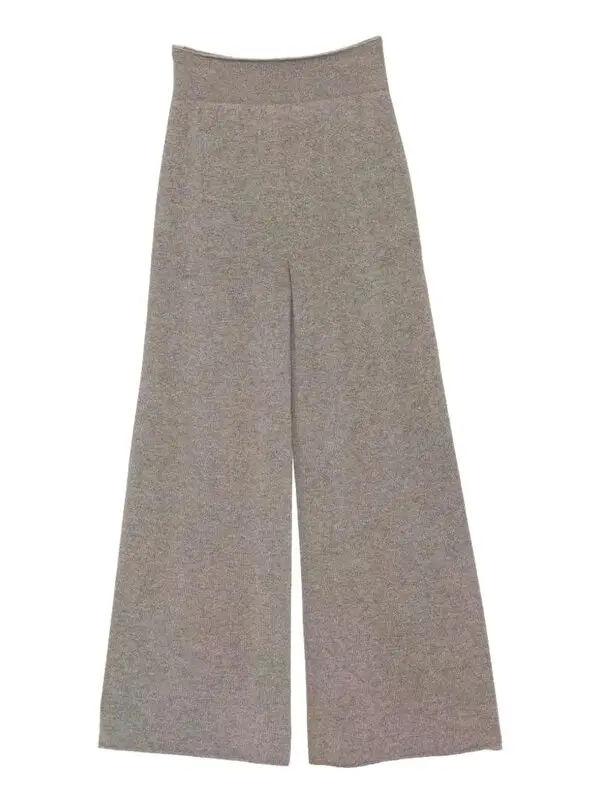 VANISE Cashmere Knitted High-waisted Palazzo Pants - Neutrals