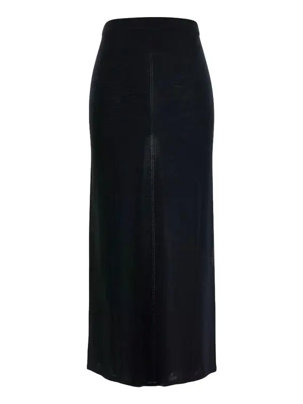 SEMICOUTURE Angie Virgin Wool Knit Midi Skirt - Black