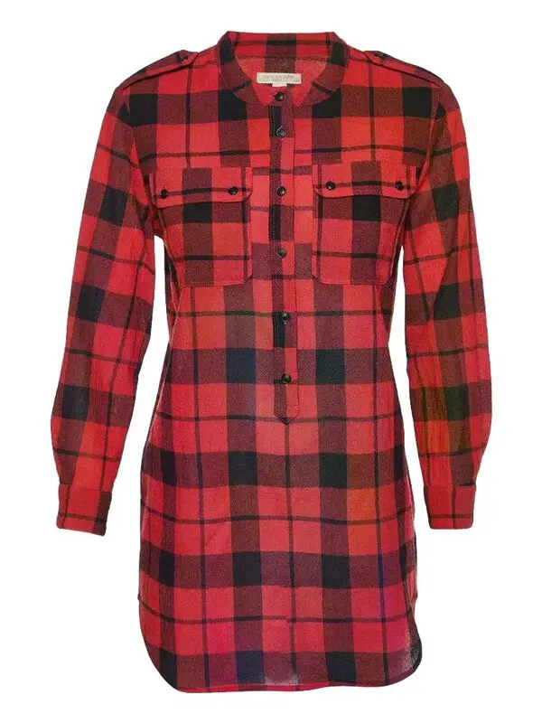 Burberry Checked Long-sleeve Blouse - Red
