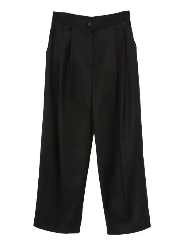 Dixie Pleated Wide-leg Trousers - Black