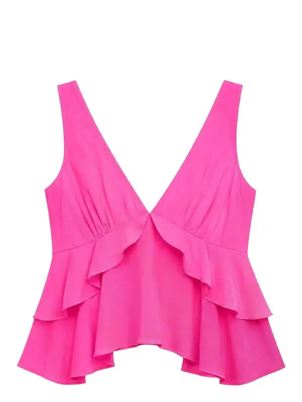 FLEUR DU MAL Ruffled Silk Top - Pink