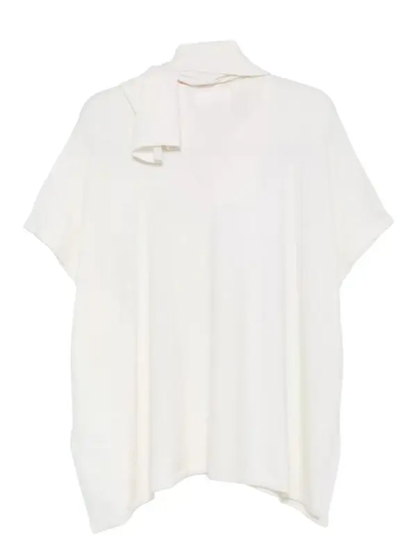 LISA YANG Short-sleeve Cowl-neck Sweater - Neutrals