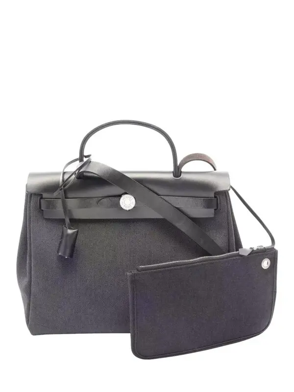 Hermès Toile Herbag Zip Satchel - Black