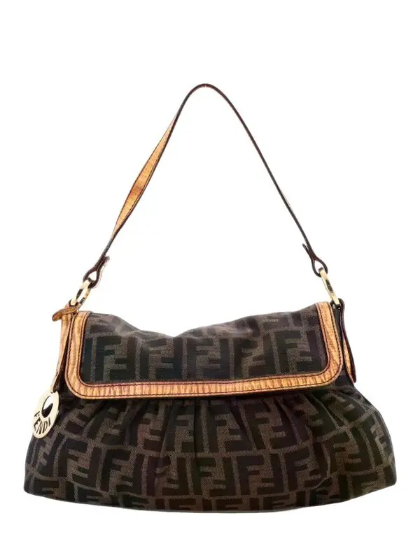 Fendi Chef Flap Zucca Canvas Shoulder Bag - Brown