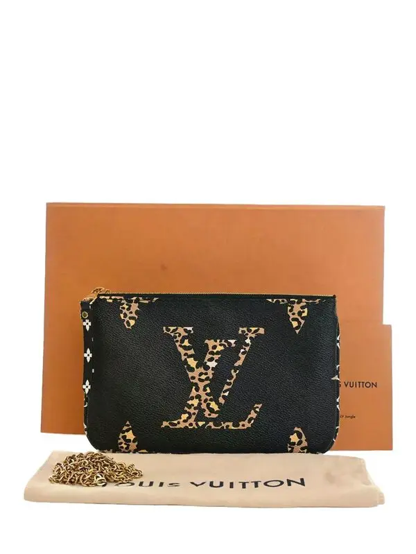 LOUIS VUITTON Monogram Giant Jungle Double Zip Pochette Crossbody Bag - Black