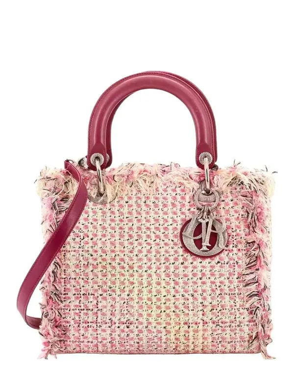 Dior Tweed Medium Satchel - Pink