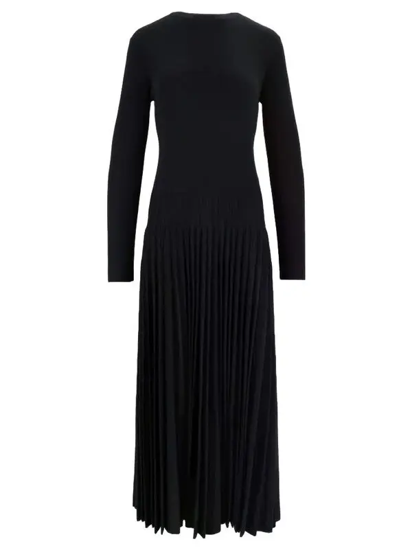 Fabiana Filippi Pleated Long-sleeve Midi Dress - Black
