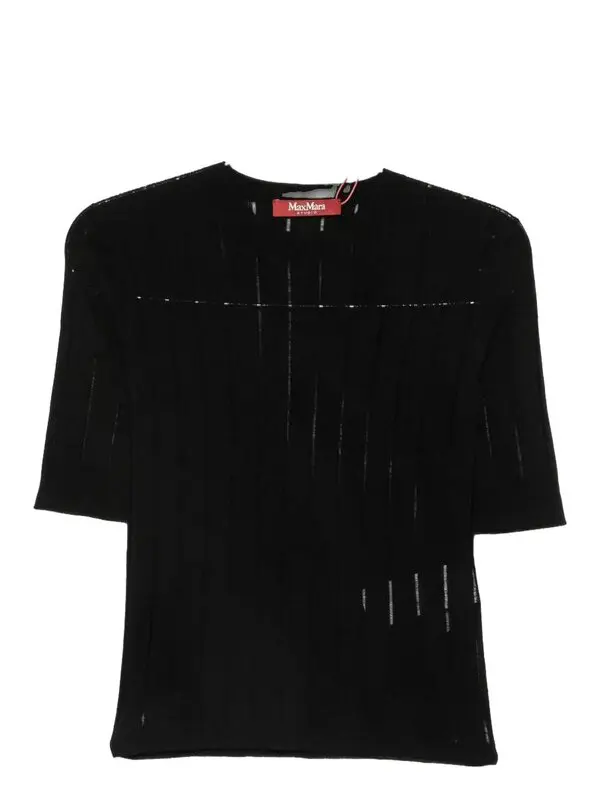 Max Mara Ribbed-knit Short-sleeve T-shirt - Black