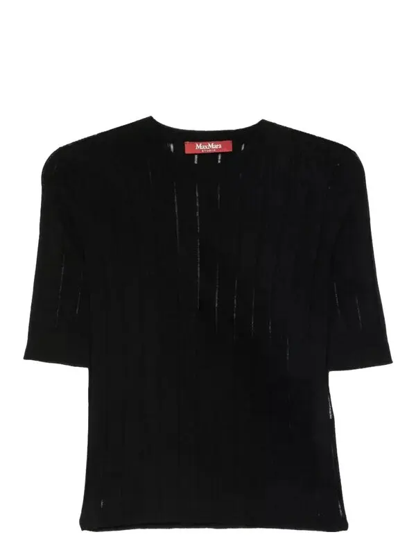 Max Mara Ribbed-knit Short-sleeve T-shirt - Black
