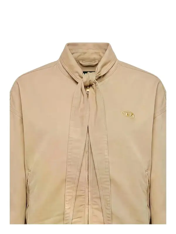 DIESEL® Tie-neck Logo-plaque Jacket - Neutrals