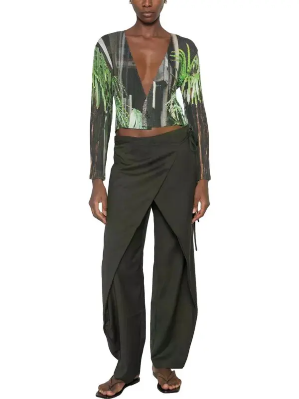 Issey Miyake Plissé-effect Palm-print Jacket - Green