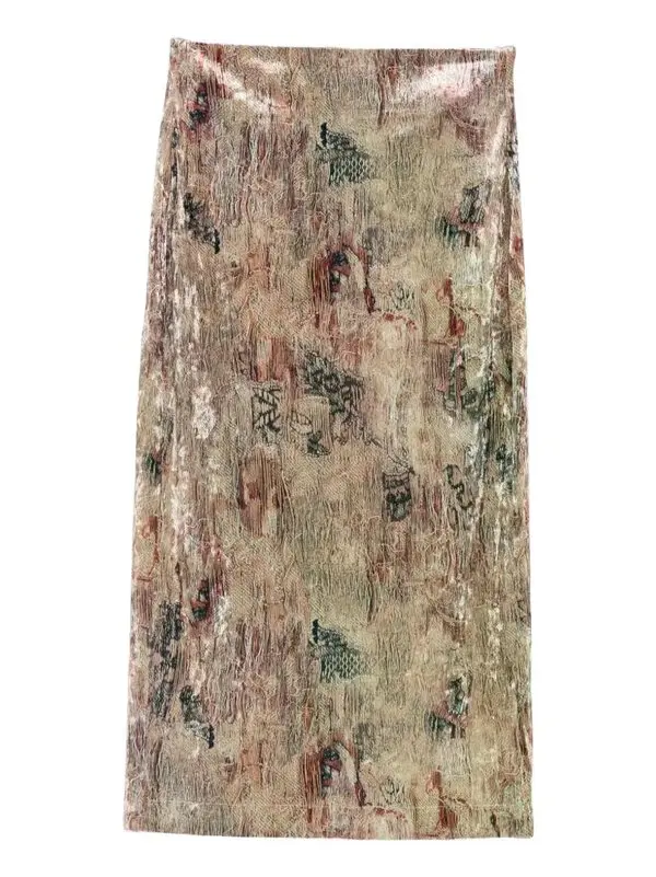 PIERRE-LOUIS MASCIA Geometric Print Midi Skirt - Neutrals