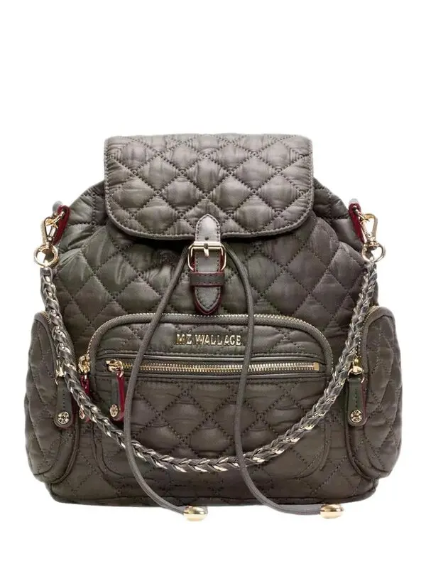 Mz Wallace Mini Quilted Backpack - Grey