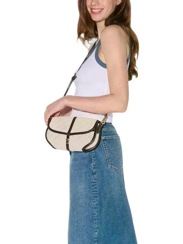 Mz Wallace Astor Quilted Linen Clutch Bag - Neutrals