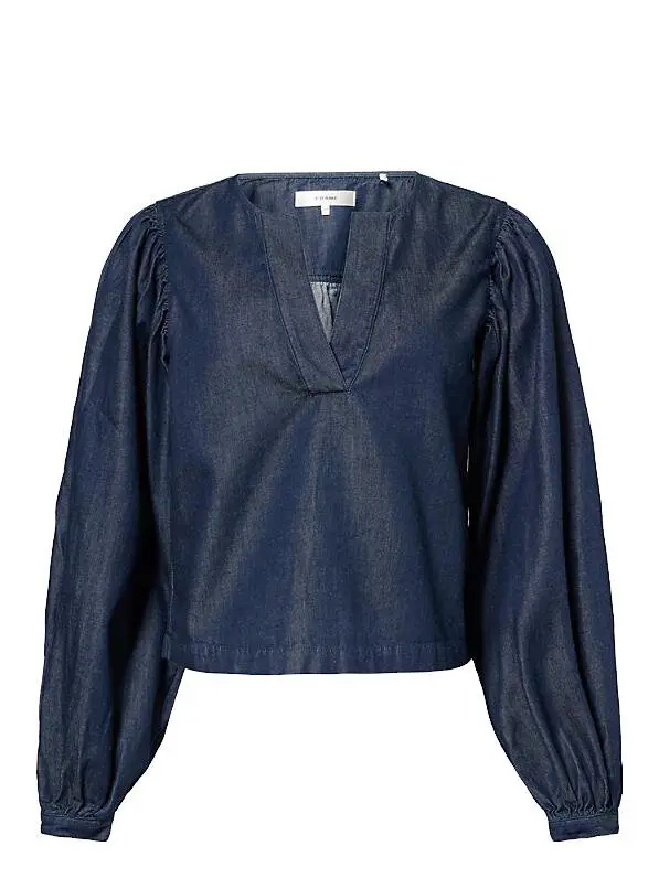 FRAME The Off Duty Popover Denim Blouse - Rinse