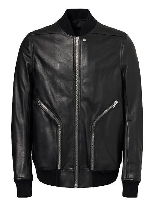Rick Owens Leather Bomber Jacket - Black