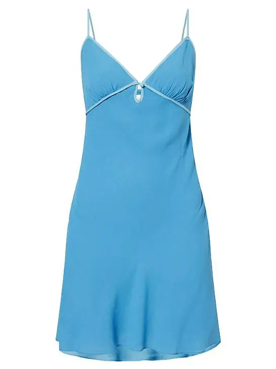 REFORMATION Rimona V-neck Crepe Mini Dress - Cerulean