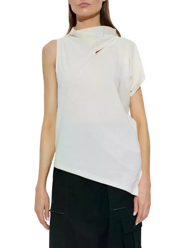 Issey Miyake Asymmetric Shoulder-slit Top - Neutrals