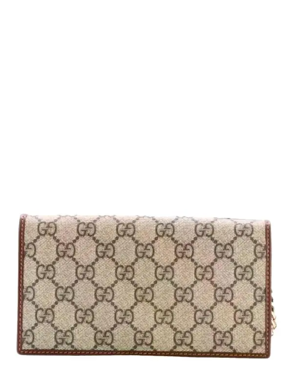 Gucci Horsebit 1955 Chain Wallet Gg Coated Canvas Crossbody Bag - Brown
