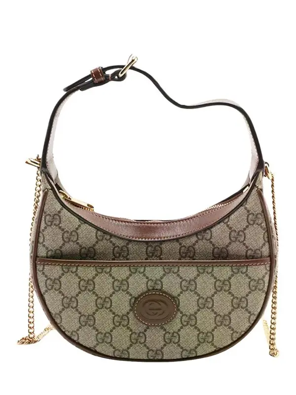 Gucci Gg Supreme Mini Half Moon Satchel - Neutrals