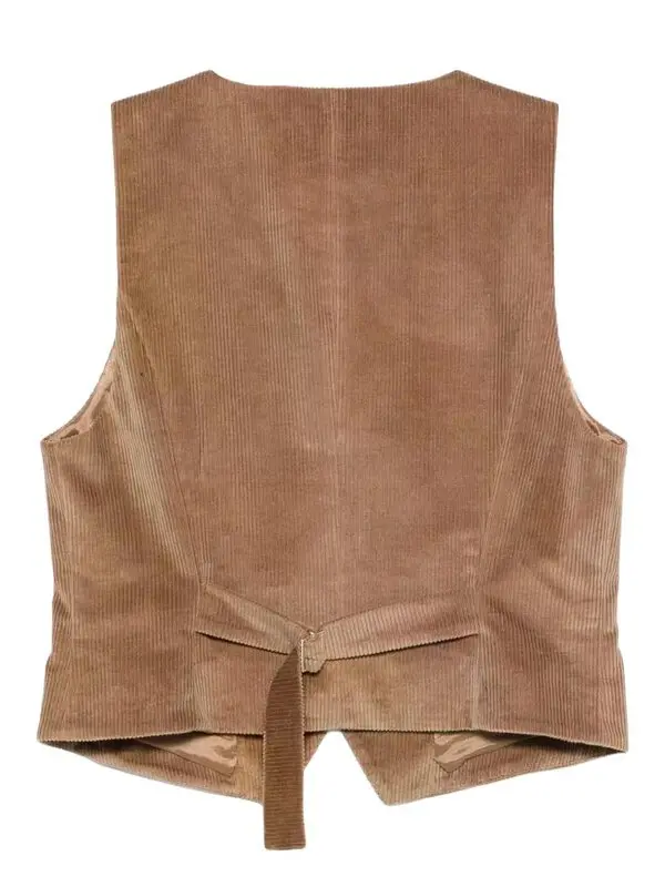 Marella Corduroy Button-up Waistcoat - Neutrals