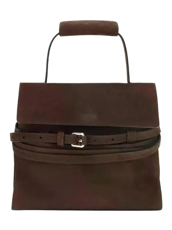 Moschino Buckle-detail Nubuck Shoulder Bag - Brown