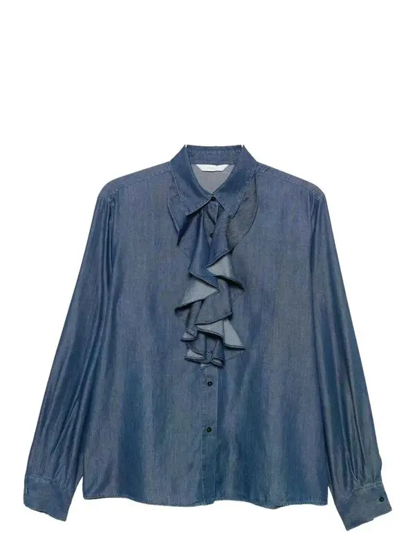 XACUS Ruffled Long-sleeve Shirt - Blue