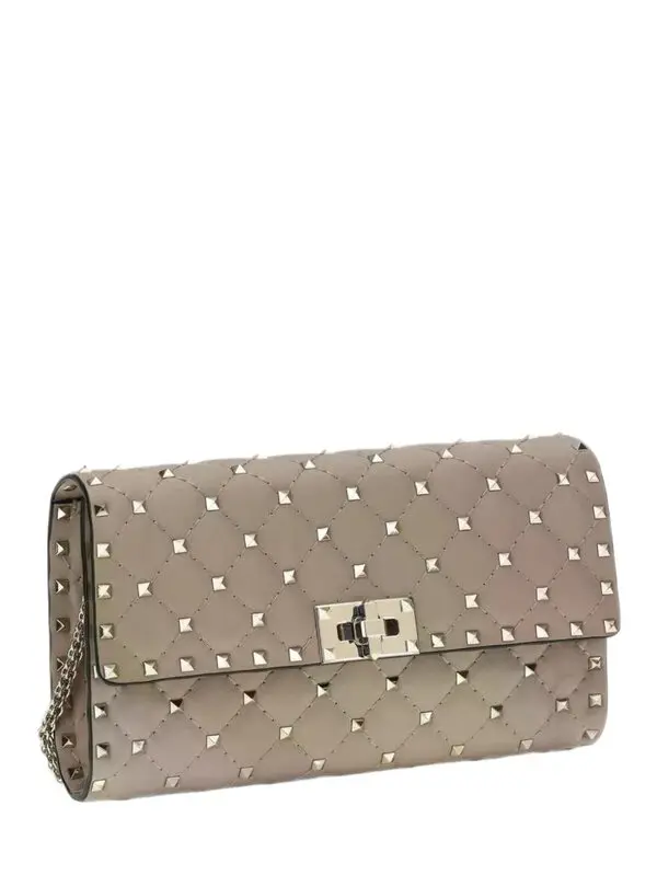 Valentino Garavani Rockstud Spike Nappa Leather Crossbody Clutch Bag - Neutrals