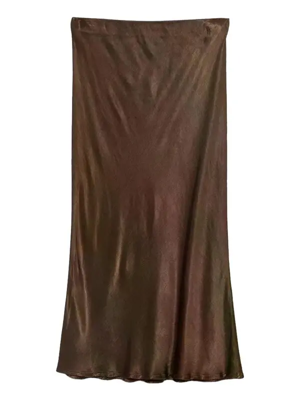 Dixie Satin-finish Midi Skirt - Brown