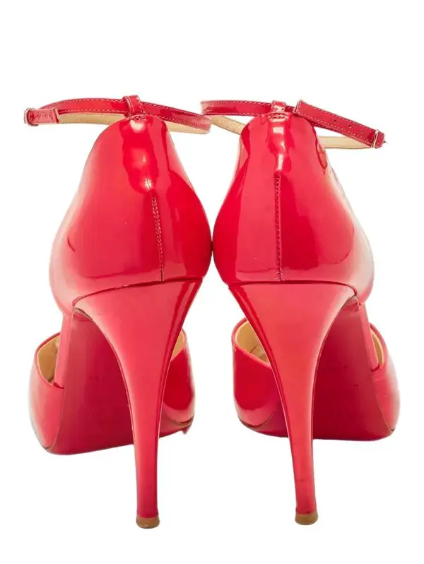 CHRISTIAN LOUBOUTIN Patent Leather Claudia Peep-toe D'orsay Pumps - Red