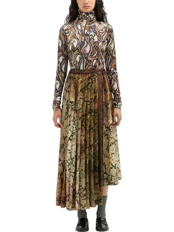 PIERRE-LOUIS MASCIA Ceto Tapestry-print Asymmetric Midi Skirt - Neutrals