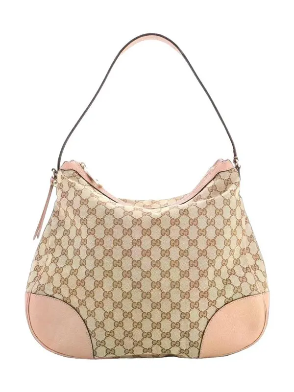 Gucci Bree Gg Canvas With Leather Large Hobo Bag - Pink
