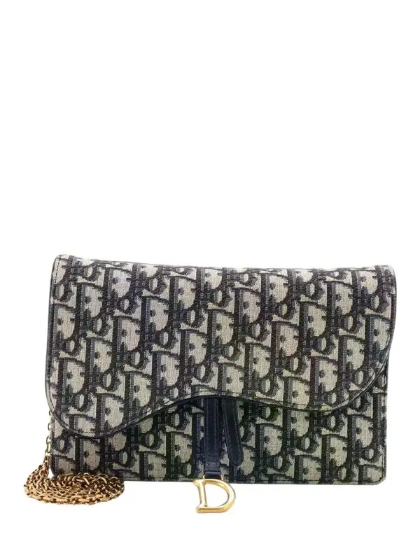 Dior Oblique Canvas Saddle Chain Clutch Bag - Blue