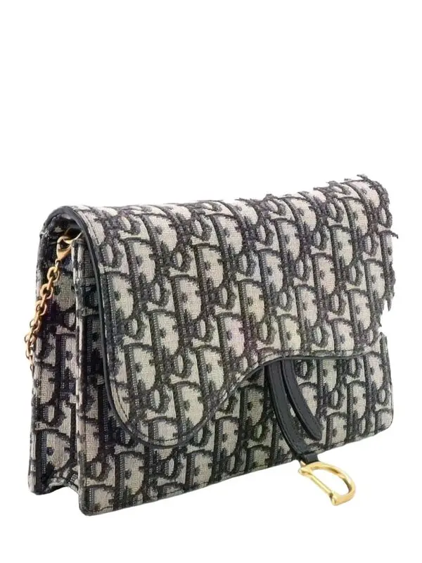 Dior Oblique Canvas Saddle Chain Clutch Bag - Blue