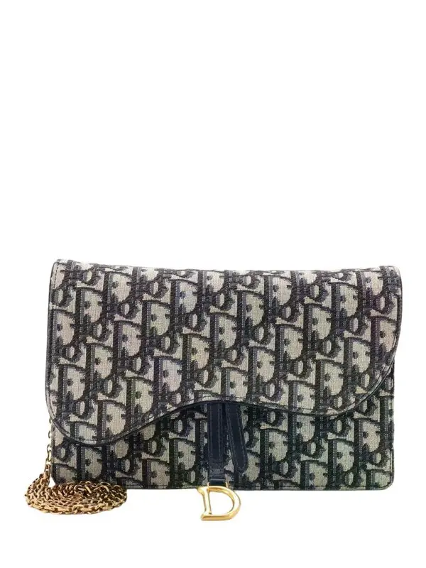 Dior Oblique Canvas Saddle Chain Clutch Bag - Blue